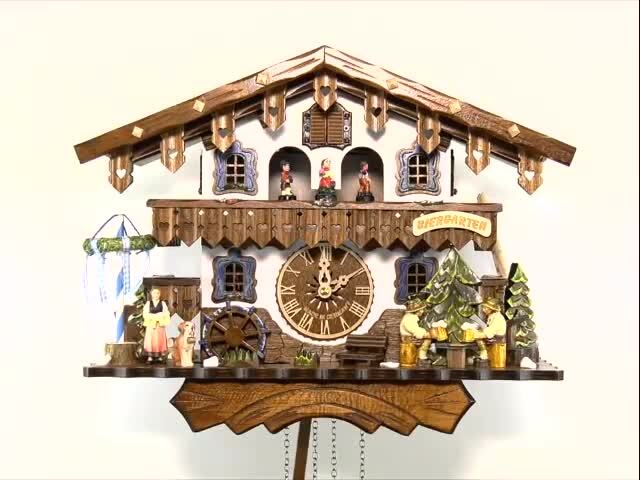 Quartz Cuckoo Clock with Musik Black Forest house with moving.. EN 44717 QMT NEW | eBay