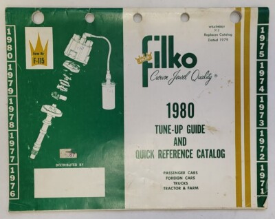 1980 Filko Tunr-Up Guide Quick Reference Parts Catalog 64 Page Booklet ...