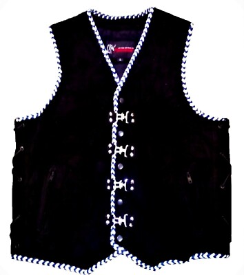 Motorcycle Suede Vest Leather Motorbike Riding Triple Braided Suede ...
