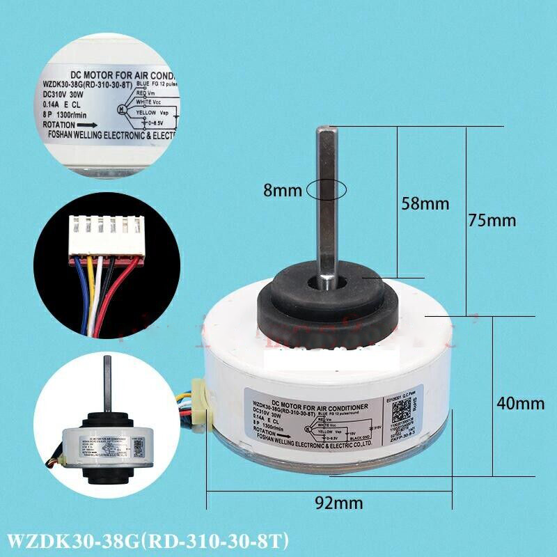 NEW Air Conditioning Motor 30W WZDK30-38G (RD-310-30-8T) DC 310V Fan ...