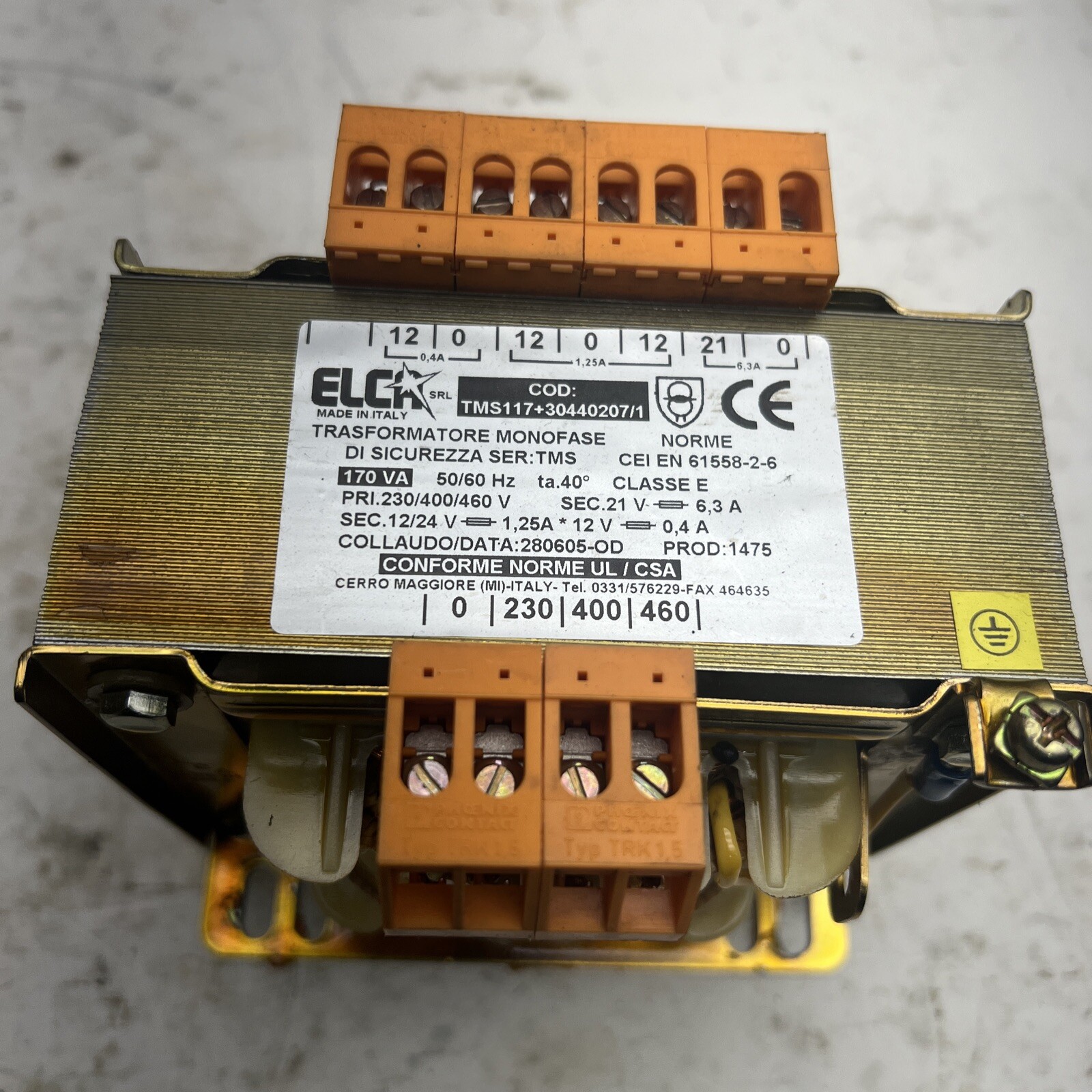 🔥ELCA 61558-2-6 TRANSFORMER 50/60HZ 460V 1,25A TMS117+30440207/1,used🇺🇸 ...