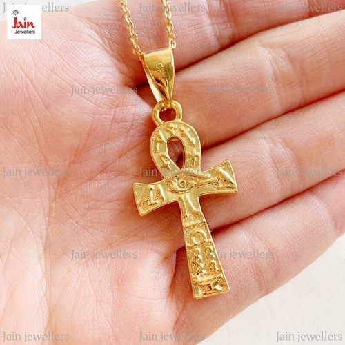 18 Kt, 22 Kt Gold Handmade Ankh Necklace Chain With Pendant 22 - 35 ...