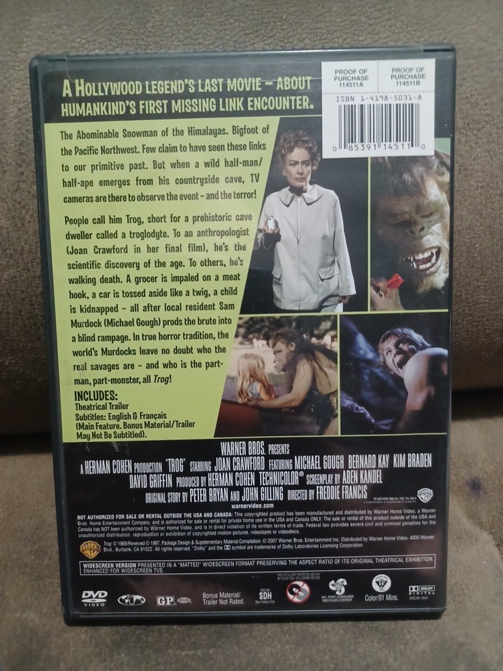 Trog (1970) DVD Cult Camp Classics Widescreen Edition 85391145110 | eBay