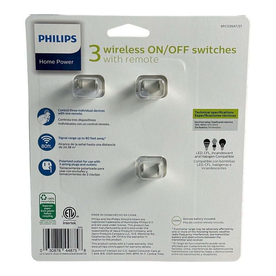 Philips Indoor Lighting Control With Wireless Remote Switch 3 On/OFF ...
