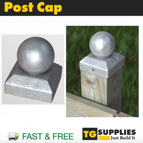 Silver Galvanised Square Metal Fence Gate Post Cap Caps Flange 70 and ...