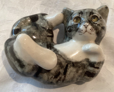 Winstanley Collectable signed Tabby Cat/Kitten Lying On Back Size 2 ...