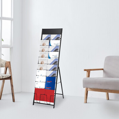 10 Tiers A4 Iron Magazine Display Stand Free Standing Brochure Display ...