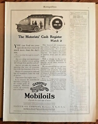 Mobil oil ad 1918 orig vintage 1910s era print art illustration auto ...