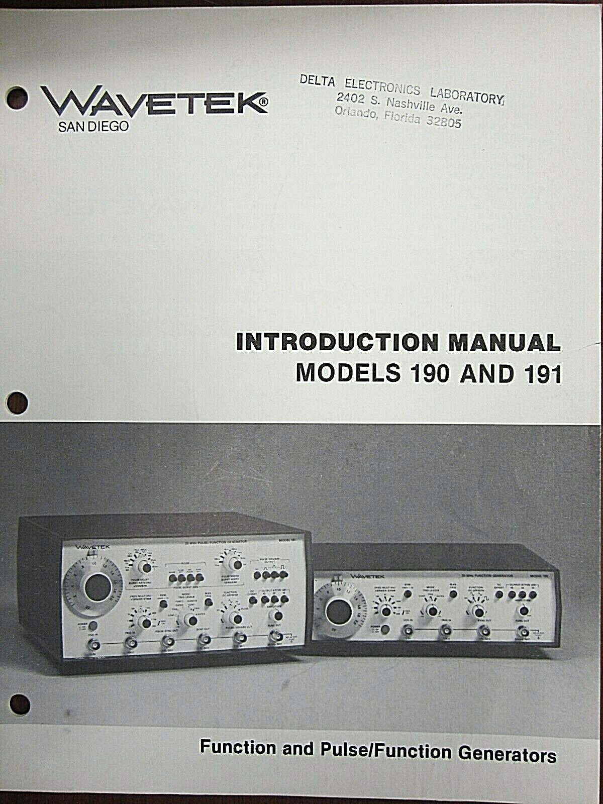Wavetek 190 & 191 Function & Pulse Function Generators Introduction Manual | eBay