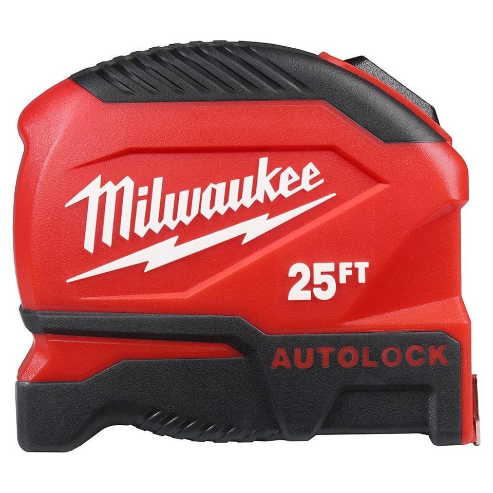 Milwaukee 25 ft. Compact Auto Lock Tape Measure with Fractional Scale ...