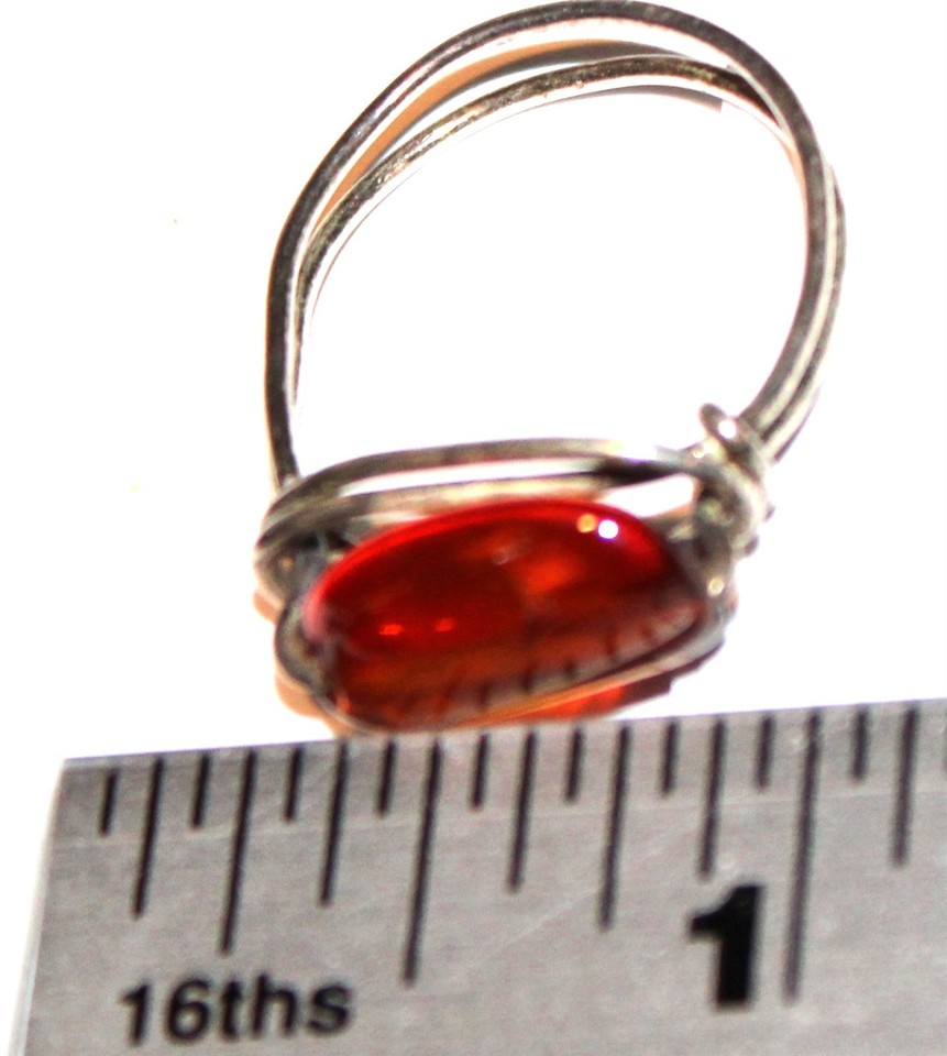 Beautiful 925 sterling silver natural amber size 8 ring Lot#528 | eBay