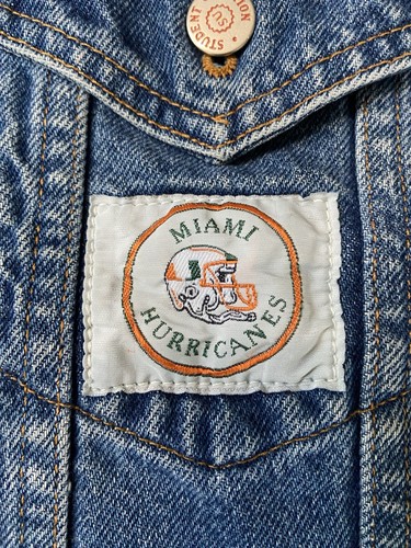 Vintage Miami Hurricanes Student Union Denim Jacket Size M RARE | eBay