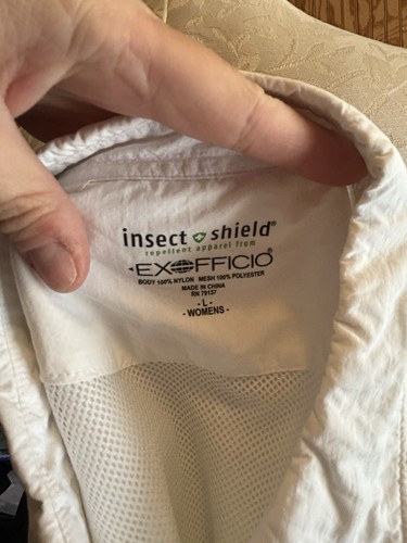 Exofficio Buzz Off Insect Shield White Button Long Sleeve Shirt Women's ...
