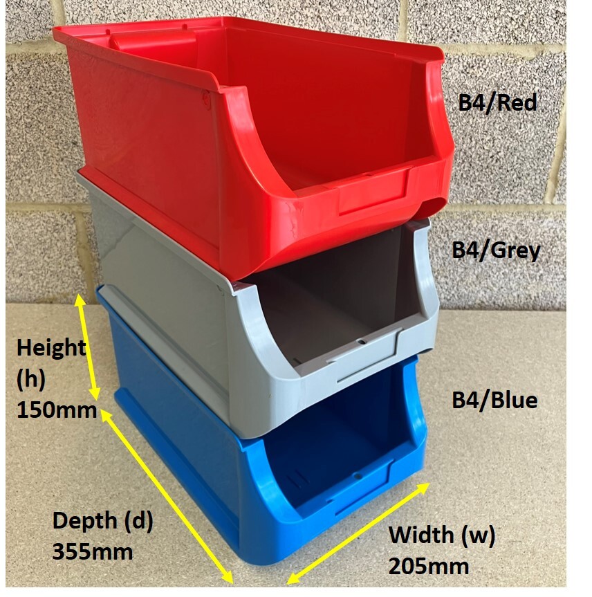 Hanging stacking plastic parts storage lin bins boxes garage workshop ...