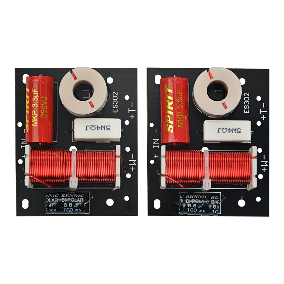 2 Ways 80W Audio Speaker Crossover Treble+Bass Frequency Divider ...