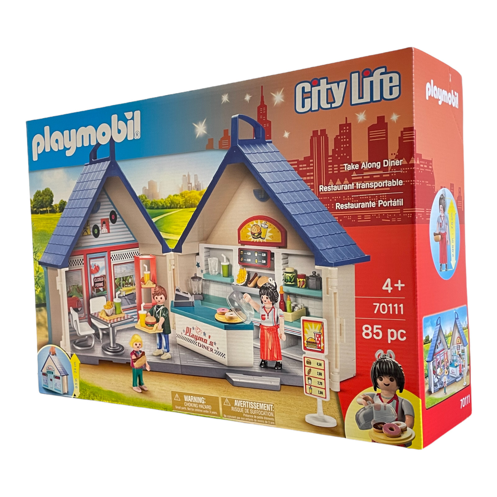 PLAYMOBIL Pommesbude Restaurant Diner mit Figuren und Köfferchen 70111 ...