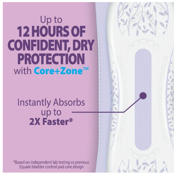 Equate Options Incontinence Pads for Women, Long Length, 60 Ct | eBay