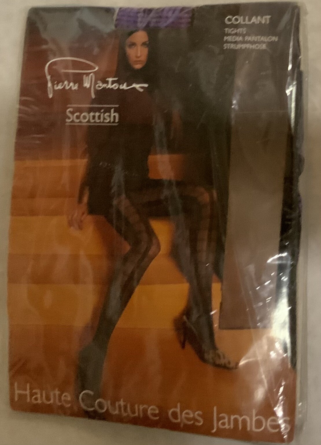 Pierre Mantoux Tights Scottish Bordeaux Purple Collant Pantyhose Small ...