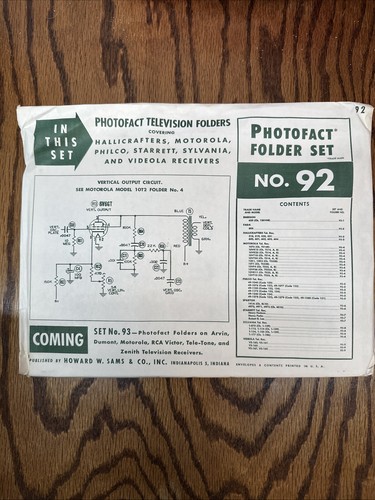 Sams Photofact Television Folder Set 92 | eBay