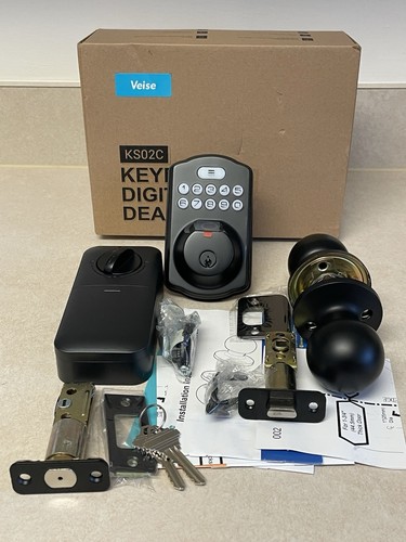 Veise KS02C Fingerprint Door Lock Set w/ 2 Knobs Keyless Entry Matte ...