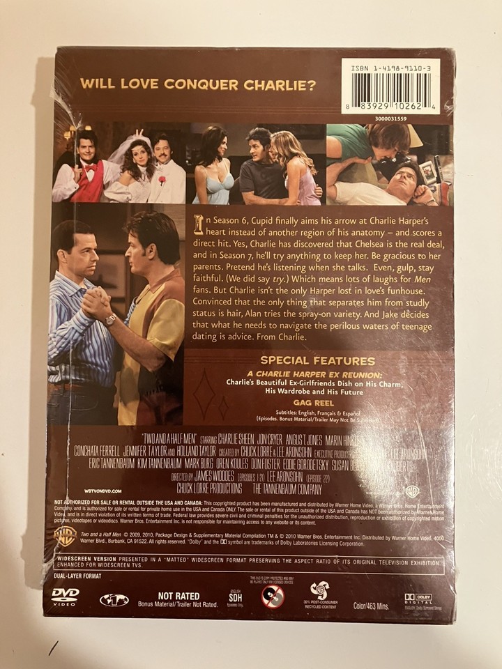 Two and a Half Men DVD 2010 Complete Season 7 Charlie Sheen Jon Cryer ...