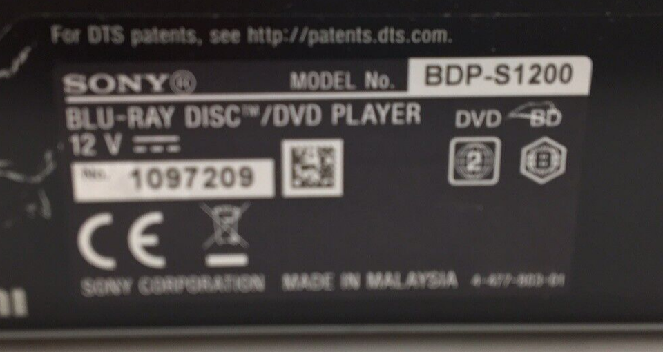 Sony BDP-S1200 Full HD Blu-Ray DVD Player for Smart TV, with HDMI ...