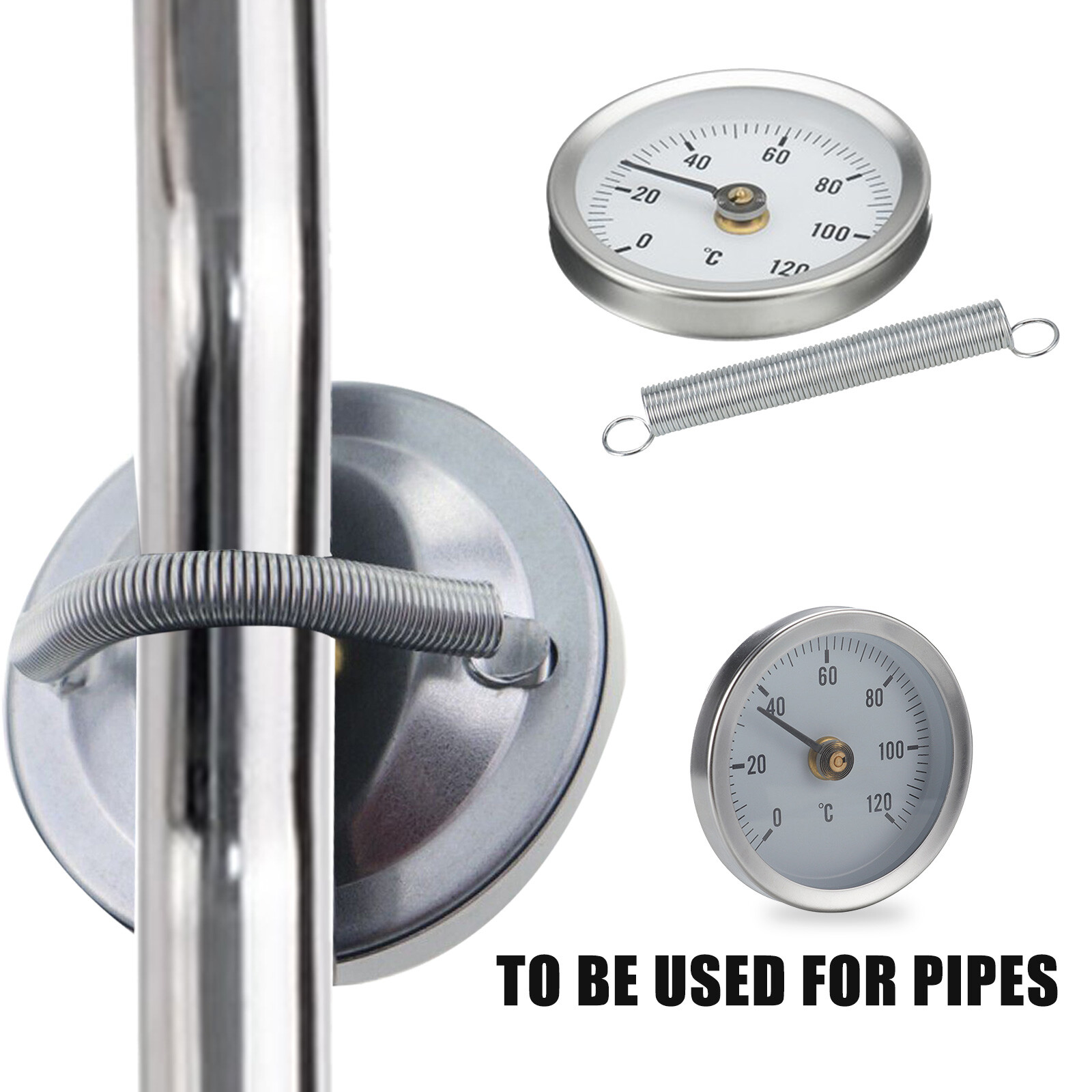1/2PCS 63mm Clip-on Pipe Thermometer Temperature Gauge With Spring 0/ ...