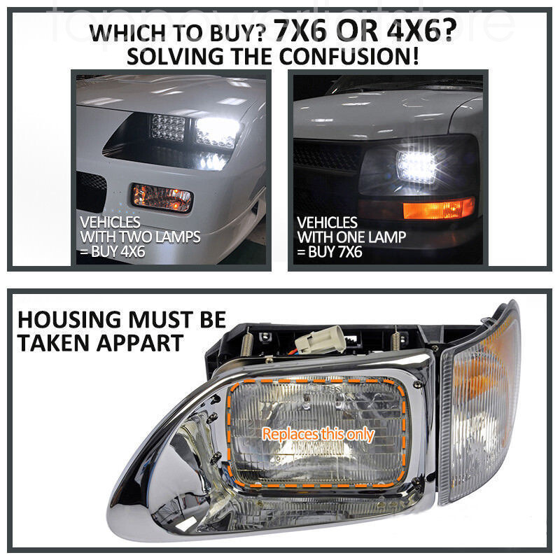 2PC 5x7" 7x6 LED Headlight Hi/Lo For Chevy Express 1500 2500 3500 4500 ...