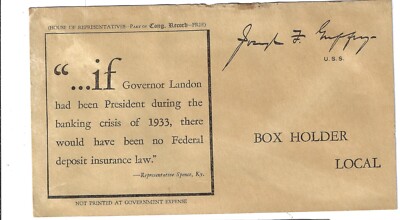1936 anti-Alf Landon Financial System Words Thrown Back at Him Campaign ...