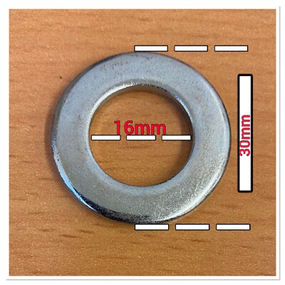 M16 Flat Washer Medium steel X 2 BRAND NEW 30mm x 16mm x 3mm Free ...