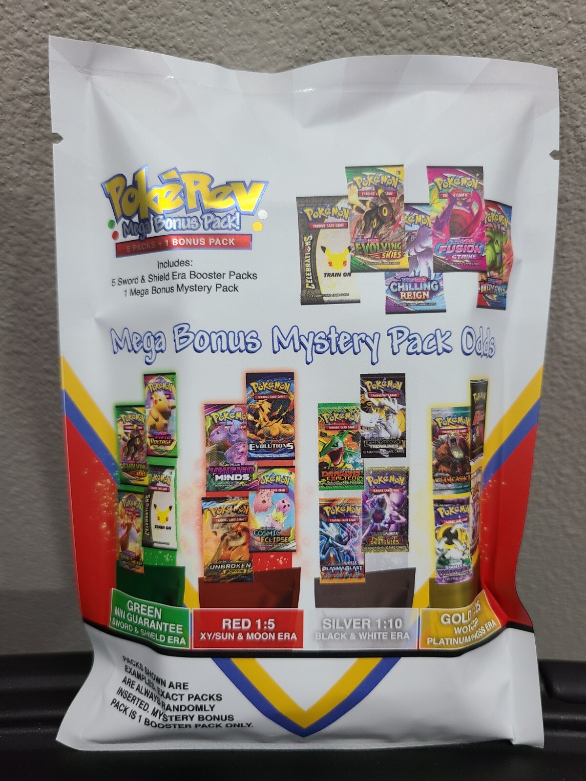 PokeRev Mystery Pack 3.0 Sealed 6 Pokemon Booster Packs 5+1 Bonus Pack ...