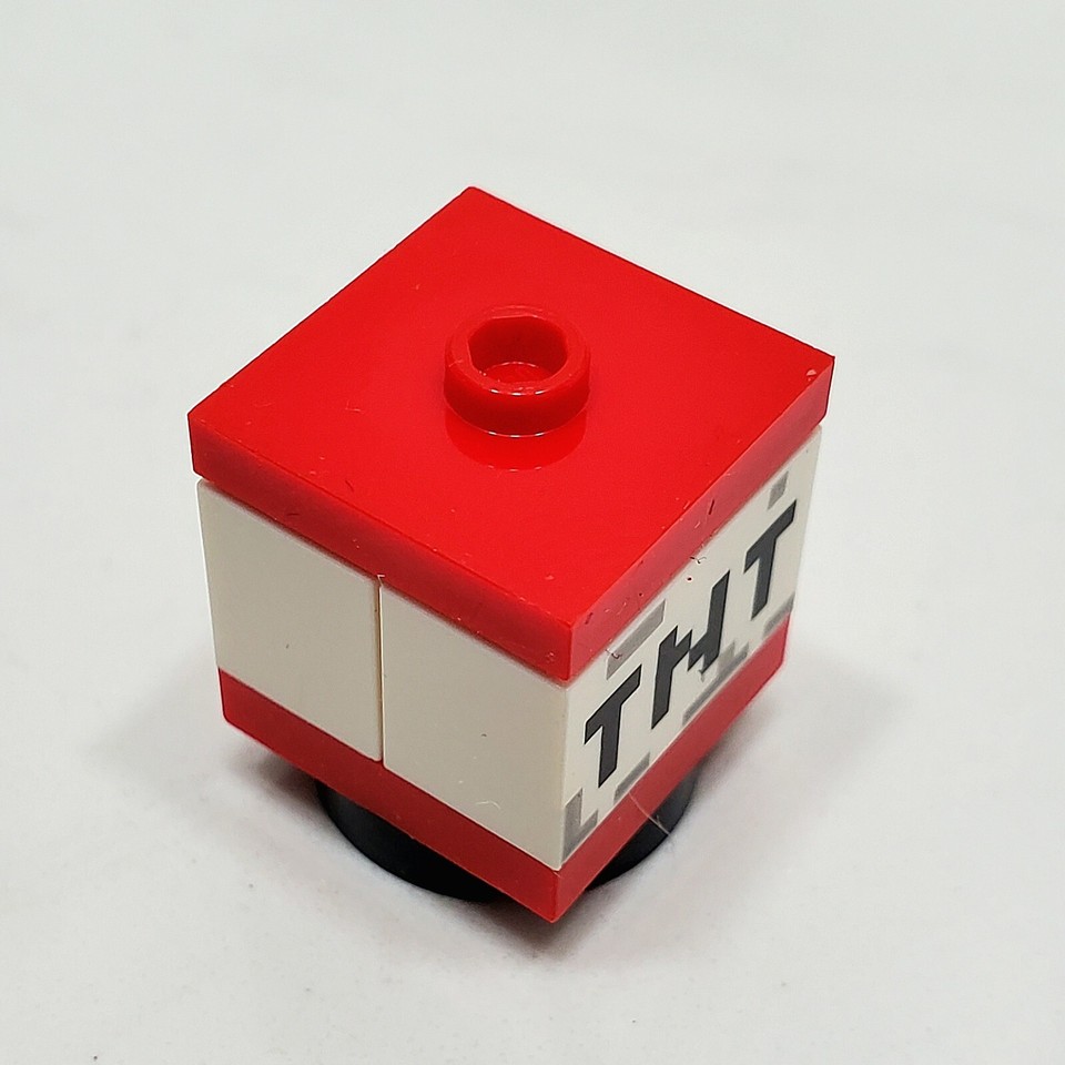 Lego Minecraft TNT Brick Minifigure Sign Pixelated Weapon Box Dynamite ...