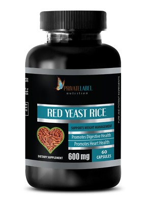 Red Yeast Rice 600mg - Lower Cholesterol Organic - 1 Bottle, 60 Veggie ...