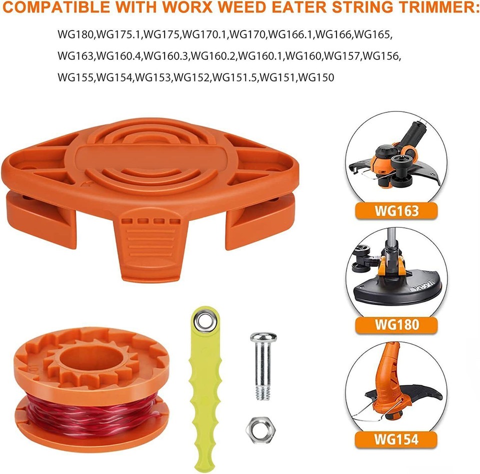 WA0010 Spool Line New Upgraded Trimmer Head Blade 10ft 0.065" for Worx ...