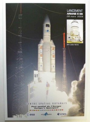 Poster officiel Ariane 5 Lancement du 09 mars 2008 | eBay