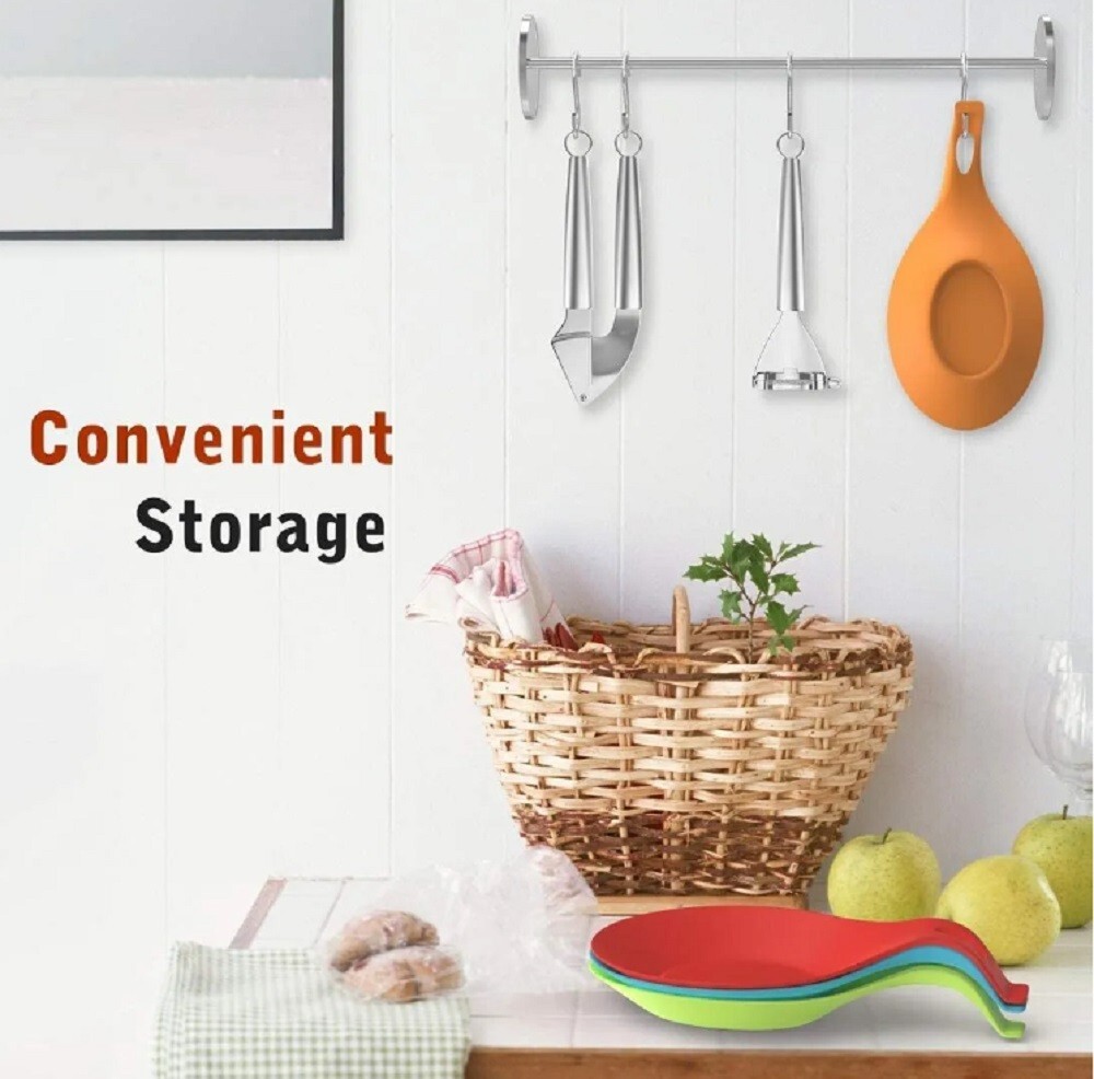 4-Pack Silicone Spoon Rest Set – BPA-Free Utensil Holder for Stove ...