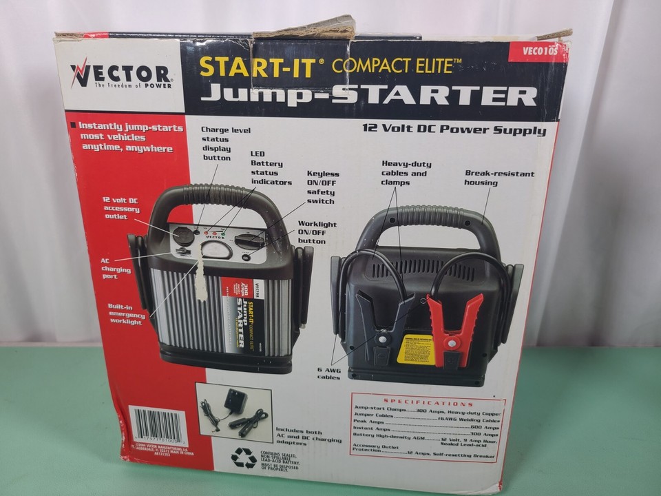 Vector Start-It Compact Elite VEC010S 300 Amp Jump Starter New Open Box ...