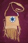 Native American Made Deerskin Leather Pouch w/rosette & Braided strap ...