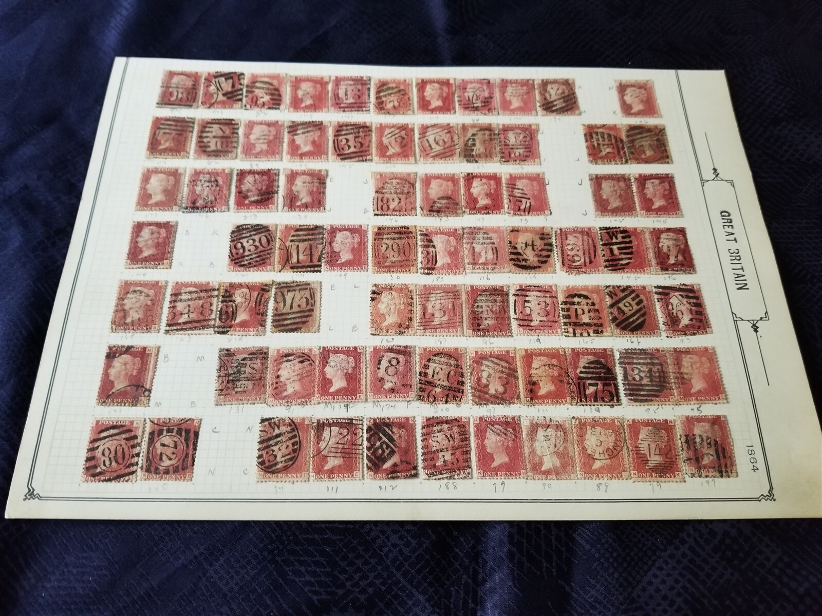 Great Britain Set of 1864 Penny Red Stamps - H/A to N/L Nearly Complete ...