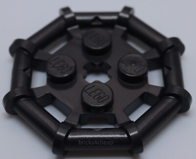 Lego 5x Pearl Dark Gray Plate Modified 2 x 2 with Bar Frame Octagonal ...