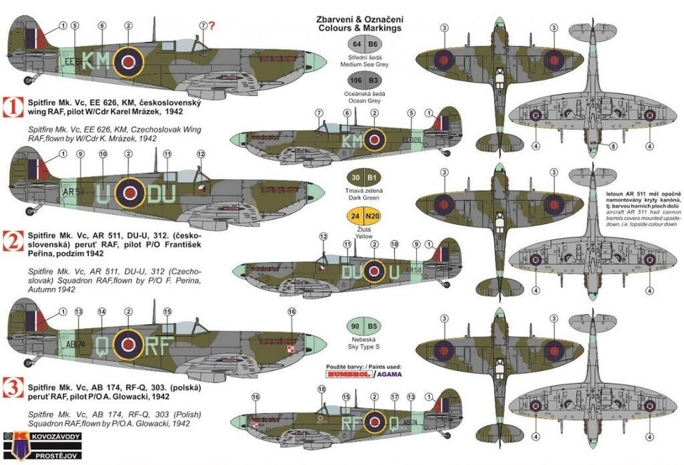 Spitfire Mk Vc Czech & Polish, 303, 312 Squadron (1/72 model kit, KP ...