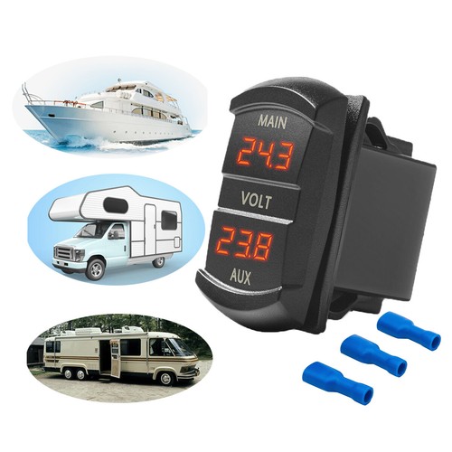 12-24V Motorcycle Boat Dual Voltmeter Voltage LED Digital Display for ...