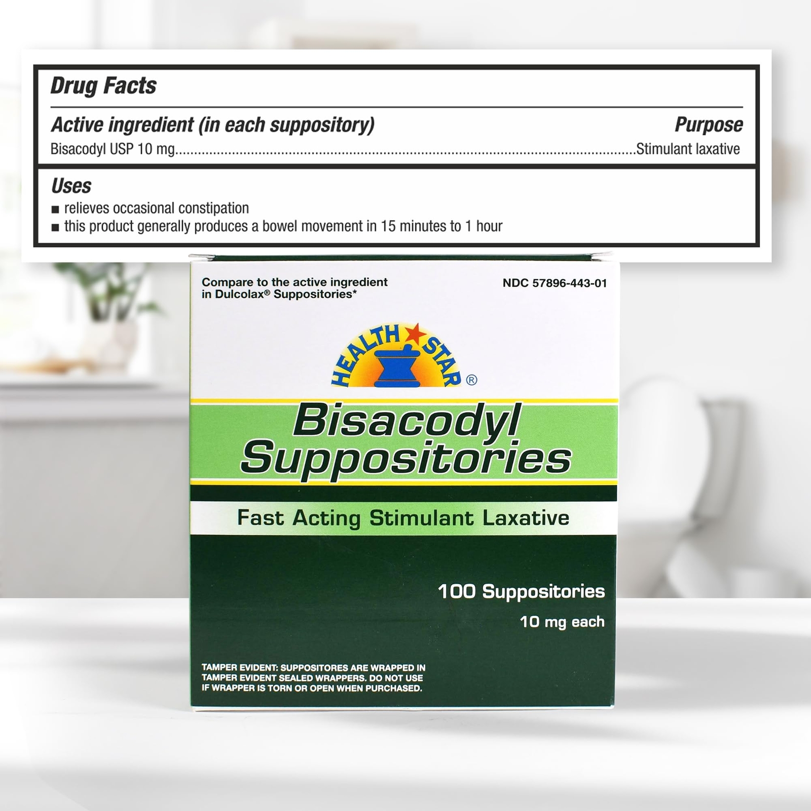 Health Star Bisacodyl Laxative Suppositories 10Mg 100 Count Fast Relief ...