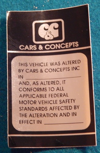 80s 90s GM CARS & CONCEPTS Door Tag Decal Sticker Custom Auto Car Truck ...