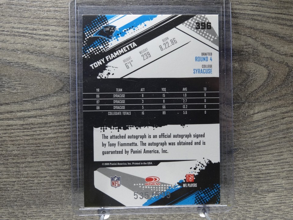 2009 Score Inscriptions Autographs #396 Tony Fiammetta/599 | eBay