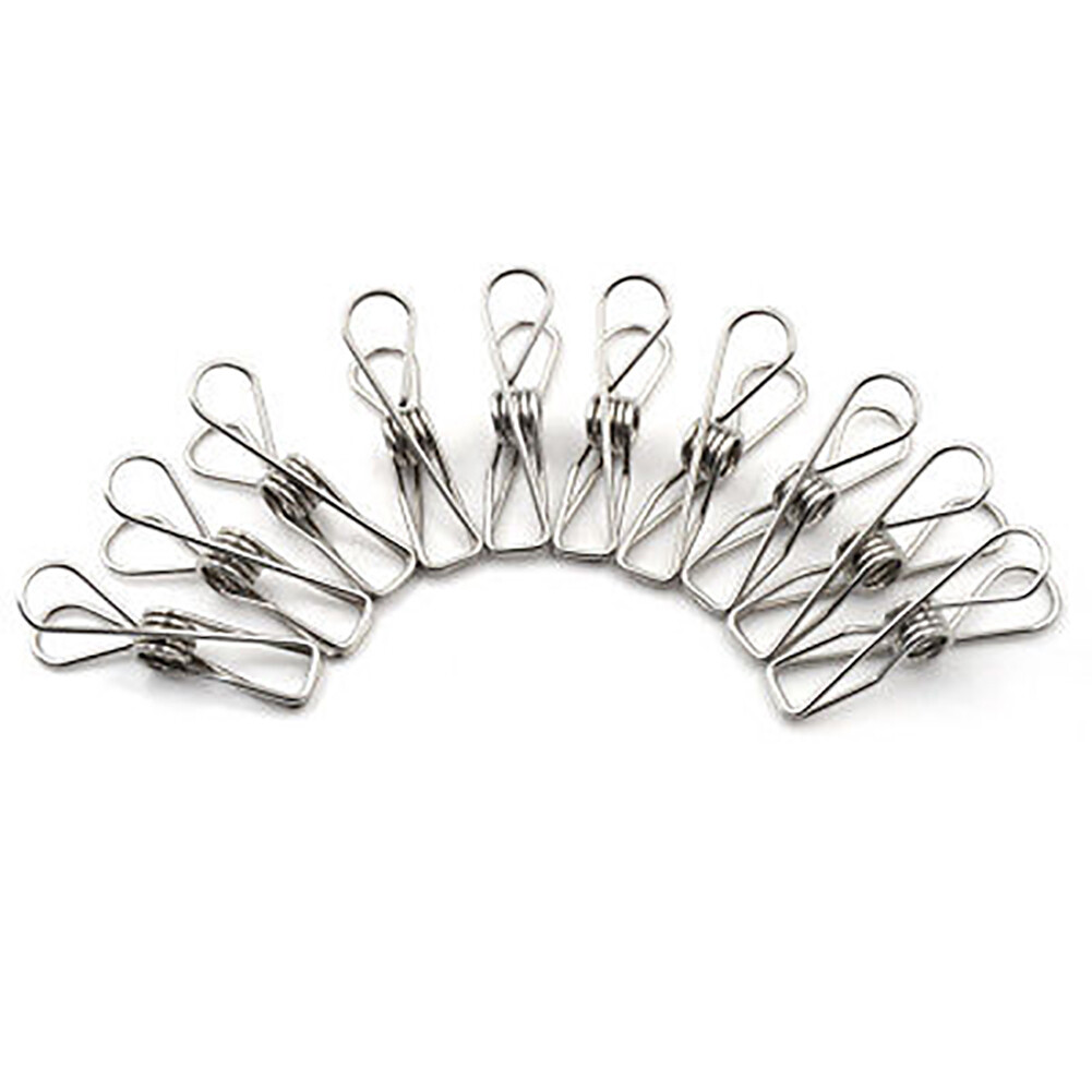 20pcs Stainless Steel Clothes Pegs Hanging Clip Pins Windproof Clamp ...