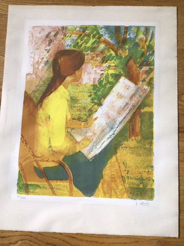 Vintage French Artist PAUL COLLOMB Litho PRINT “Jenne Fille Au Hardin ...