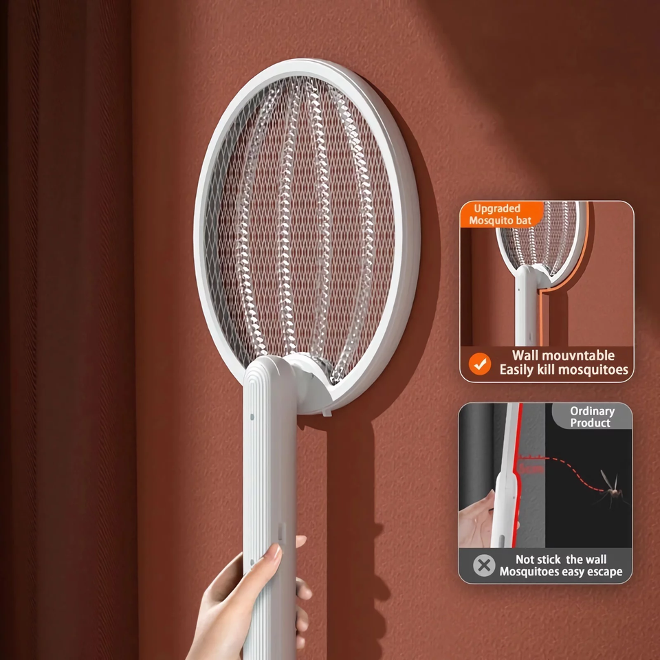 Rechargeable Electric Mosquito Fly Swatter Zapper Racket Bug Insect ...