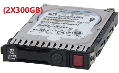 KIT OF 2 GEN8/9 HPE 300GB 10K RPM 6G SAS 2.5 Hard Drive 652564-B21 ...