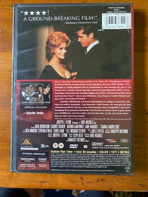 CARNAL KNOWLEDGE - DVD - Nicholson, Margaret, Garfunkel, Bergen | eBay